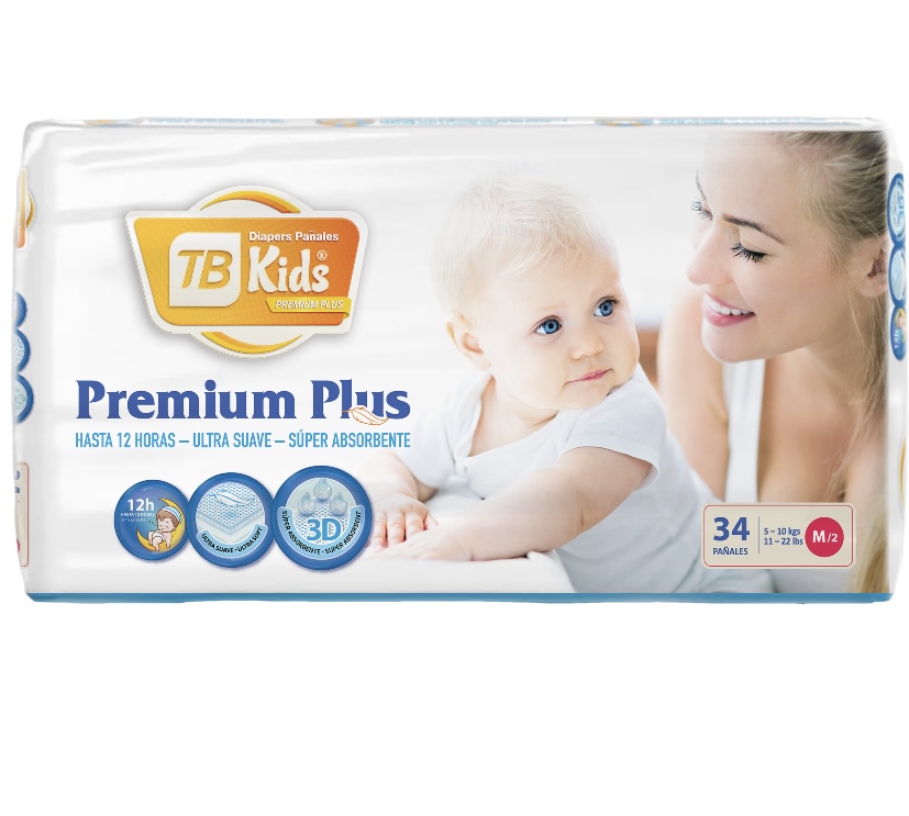 Culeros Desechables M/2 (TB Kids Premiun Plus) paquete de 34u (TB ...